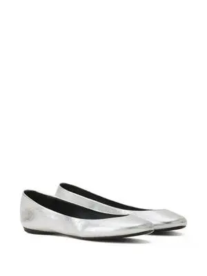 LANVIN Metallic Leather Ballet Flats - White