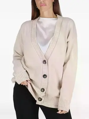 Malìparmi Ribbed Button Cardigan - Neutrals