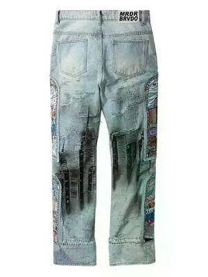 WHO DECIDES WAR BY EV BRAVADO Patch-embellished Straight Jeans