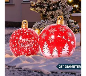 JOYFY 2pc 25' Giant Inflatable Christmas Balls