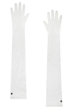 HANDSOME STOCKHOLM Tulle Gloves With Faux Pearl Embellishments - White