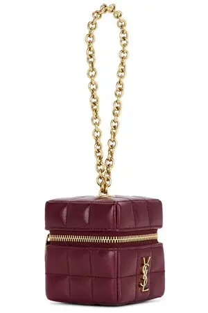 Saint Laurent Mini Cube Box With Chain - Dark Ruby