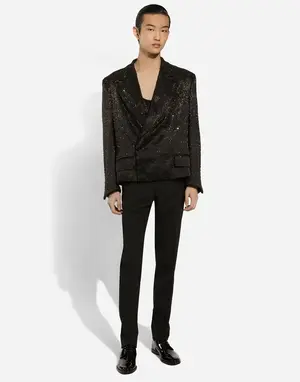Dolce & Gabbana Double-breasted Sicilia-fit Jacket In Embroidered Satin