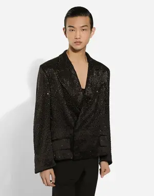 Dolce & Gabbana Double-breasted Sicilia-fit Jacket In Embroidered Satin