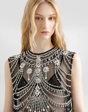 Dolce & Gabbana Short Tulle Dress With Chandelier Embroidery