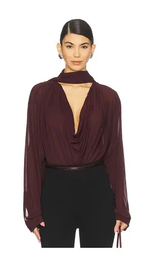 Atlein Draped Collar Blouse
