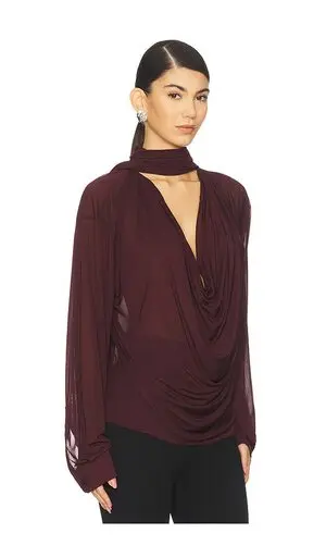 Atlein Draped Collar Blouse