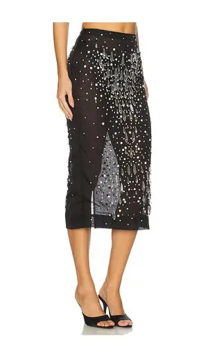 Retrofete Isabel Embellished Skirt - Black & Silver