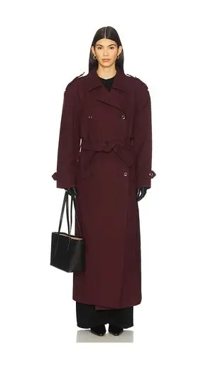 MOTHER OF ALL Brooklyn Long Trench Coat - Burgundy