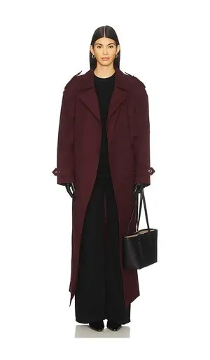 MOTHER OF ALL Brooklyn Long Trench Coat - Burgundy