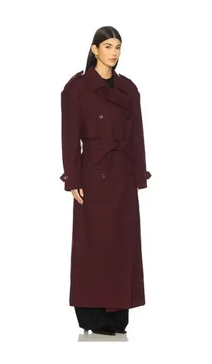 MOTHER OF ALL Brooklyn Long Trench Coat - Burgundy
