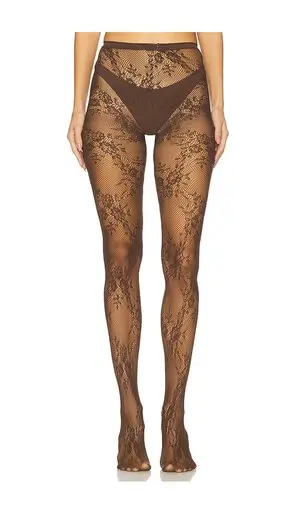 PETIT MOMENTS Stretch Lace Tights - Brown