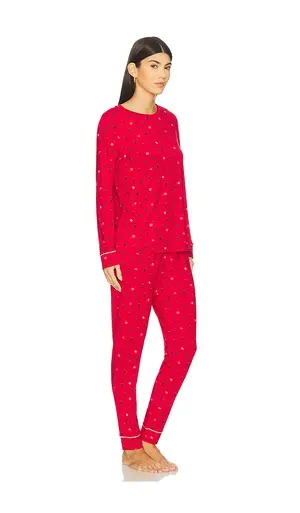 Eberjey Gisele Printed Crew Pj Set In Red