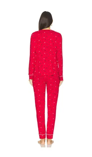 Eberjey Gisele Printed Crew Pj Set In Red
