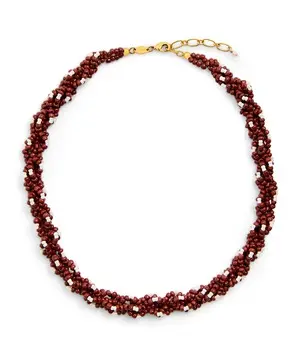 Anni Lu Gold-plated Beaded Rodeo Necklace - Red