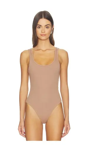 L'Agence Nica Scoop Neck Tank Bodysuit - Hazelnut