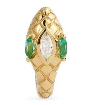 Jacquie Aiche Diamond And Emerald Snake Huggie Earring - Gold