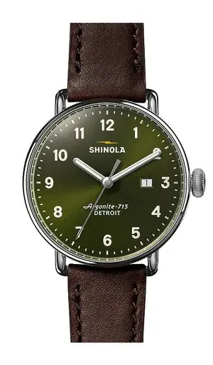 Shinola The Canfield 43mm Watch - Dark Olive