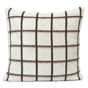BLACKSAW Umi Heirloom Zero Dye Alpaca Throw Pillow, 23 X 23 - Ivory/coffee Grid