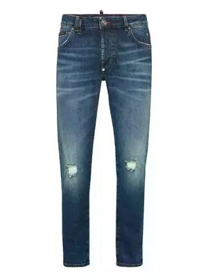 Philipp Plein Distressed Jeans With Logo Plaque