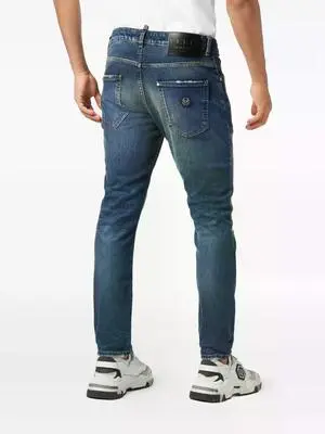 Philipp Plein Distressed Jeans With Logo Plaque