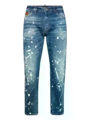 Philipp Plein Detroit Fit Paint-splatter Jeans - Blue
