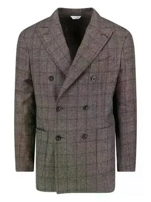 Boglioli Double-breasted Checked Blazer - Brown