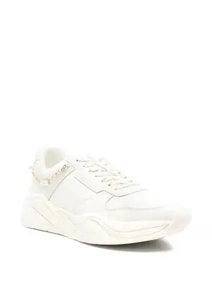 Armani Exchange Leather Sneakers With Logo Charm