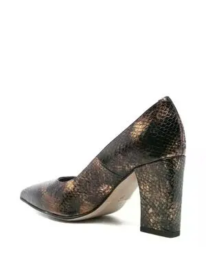 PEDRO MIRALLES Snakeskin Block Heel Pumps