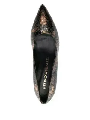 PEDRO MIRALLES Snakeskin Block Heel Pumps