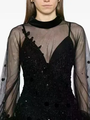 SAIID KOBEISY Embroidered Tulle Gown - Black