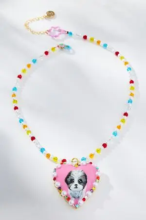 SUSAN ALEXANDRA Susan Alexandra Devotion Locket Necklace Shih Tzu Pink