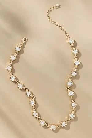 Anthropologie Crystal Circle Necklace - Gold