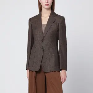 Max Mara Single-breasted Wool Tweed Jacket - Brown