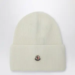 Moncler Wool Beanie With Logo - White