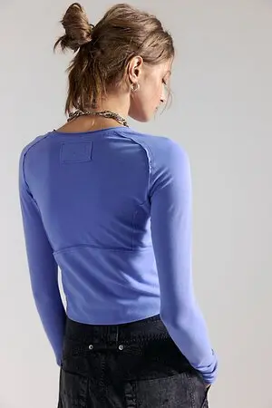 Free People Protagonist Long Sleeve Top - Cornflower Blue