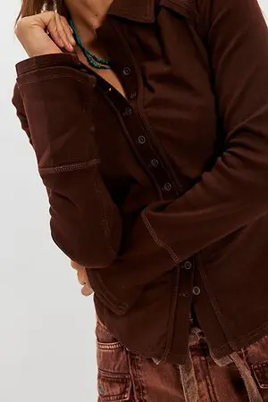 Free People Happy Valley Button-down Shirt - Chocolate Lab
