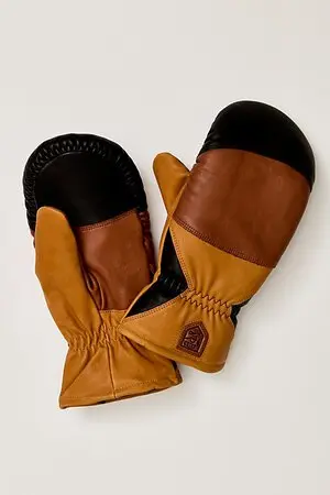 HESTRA Leather Mittens - Brown/cork