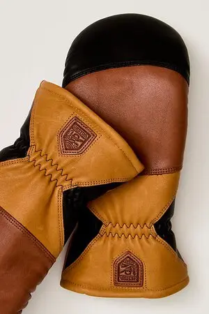 HESTRA Leather Mittens - Brown/cork