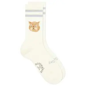 ROSTERSOX Cat Crew Socks - White/grey