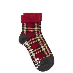 ROTOTO Check Comfy Room Socks - Dark Red/black