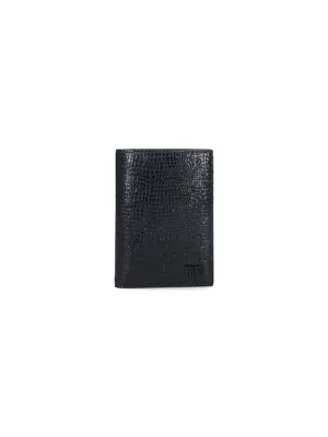 TOM FORD Croc Print Card Holder - Black