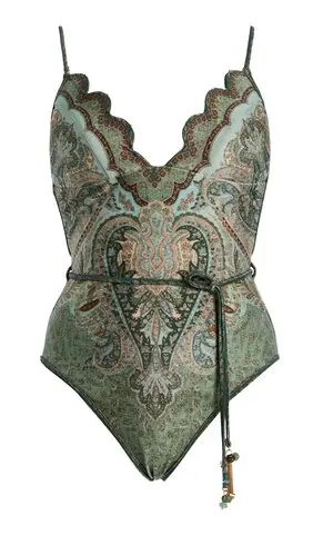 Zimmermann Wanderlust Scalloped One Piece Swimsuit - Multi