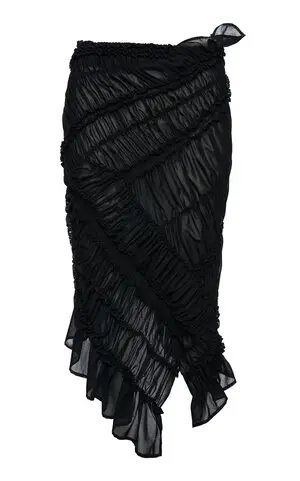 Magda Butrym Gathered Cotton Midi Skirt - Black