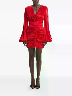 LITA COUTURE V-neck Mini Dress With Rose Detail