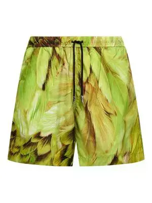 Roberto Cavalli Plumage Printed Swim Trunks - Green