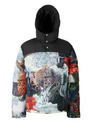 Off-White Graphic Print High-collar Jacket - Blue