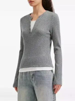 B+AB Ribbed Knit Top - Grey