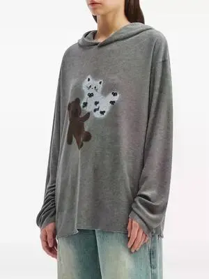 TOUT A COUP Graphic-print Slouchy Hoodie - Grey