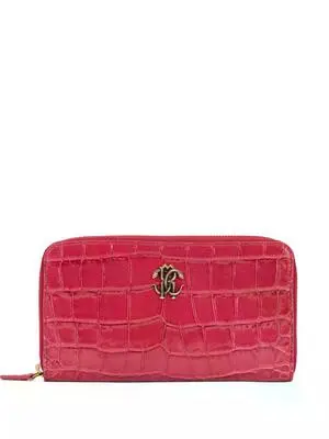 Roberto Cavalli Crocodile-effect Logo Wallet - Pink
